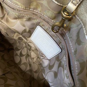 Coach | Bags | Coach Gold Woven Wicker Leather Tote Bag | Poshmark